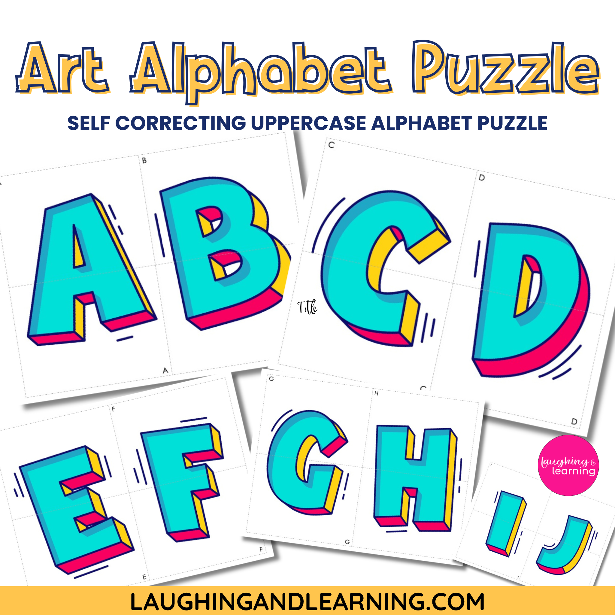 Art Alphabet Puzzle – Uppercase Letter Matching – Laughing & Learning