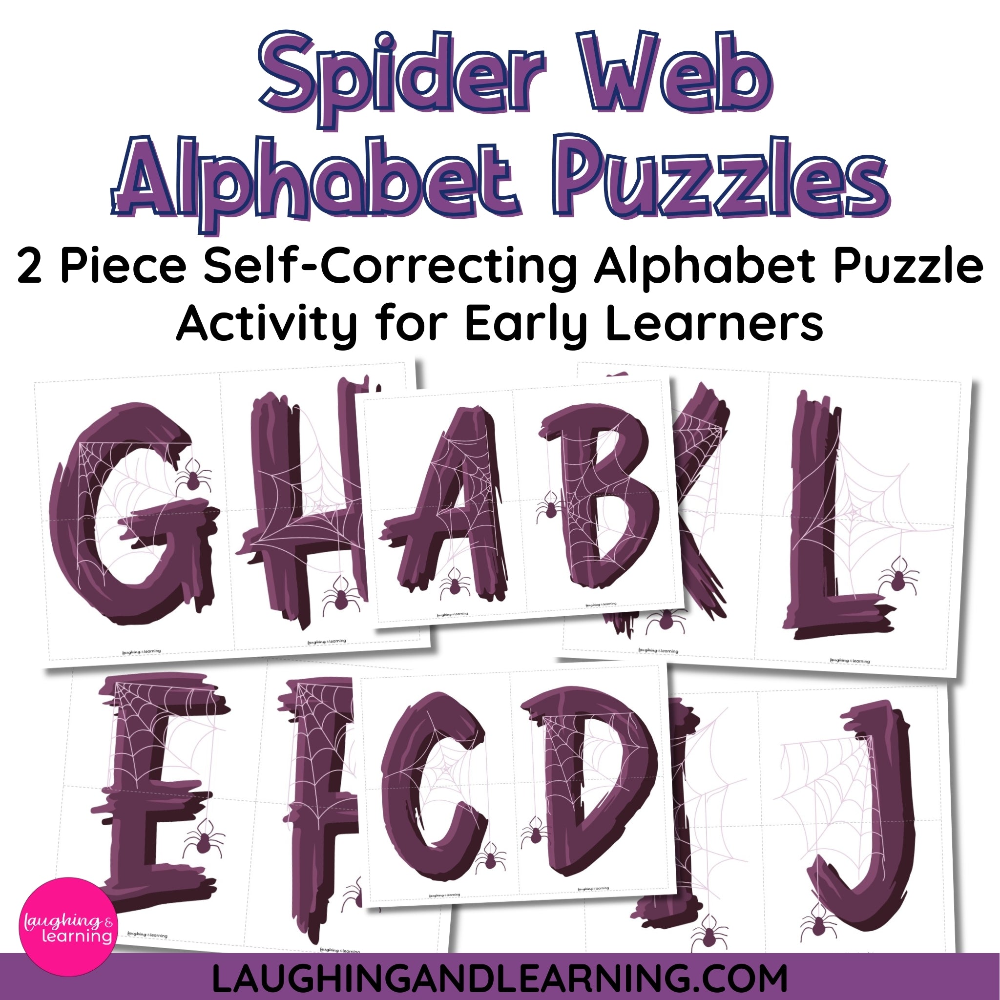 Spider Web Alphabet Puzzle - 2 Piece Self-Correcting Alphabet Puzzle ...