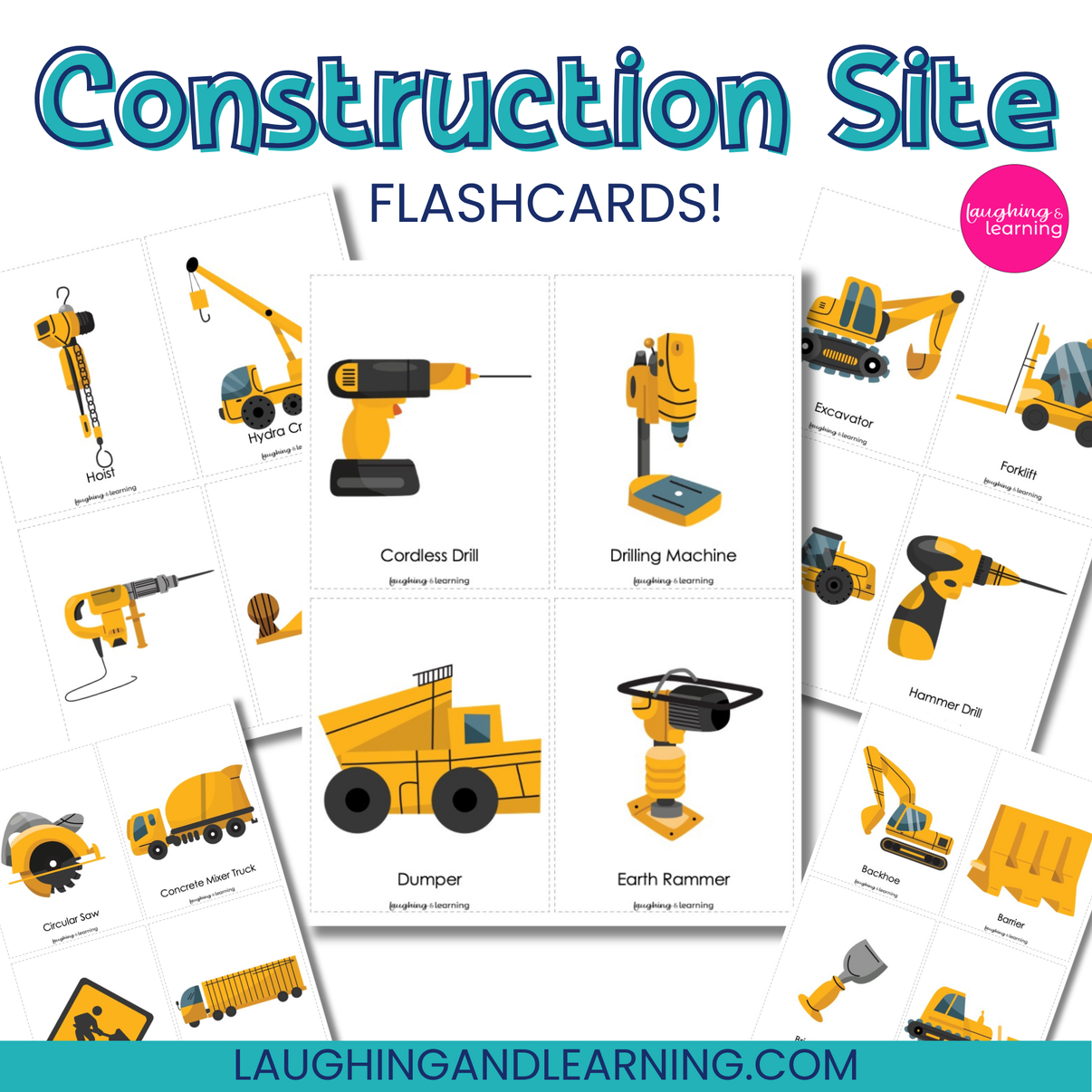 Construction Site Flashcards – Printable Vocabulary Cards – Laughing ...