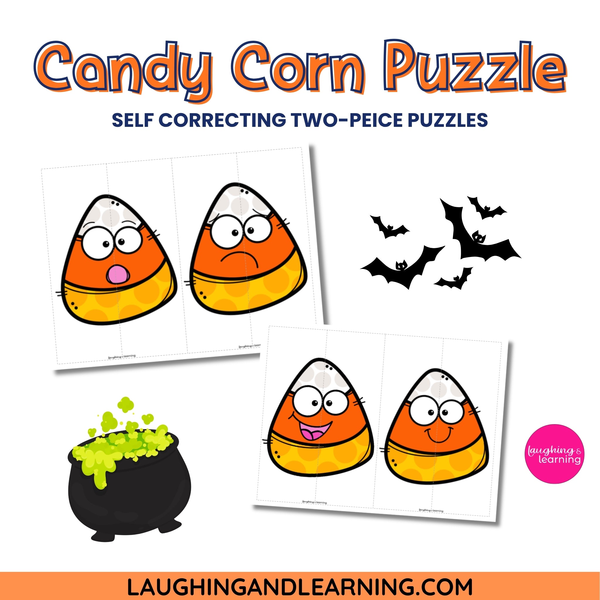 Halloween Theme Candy Corn Puzzles - Visual Discrimination Activity ...