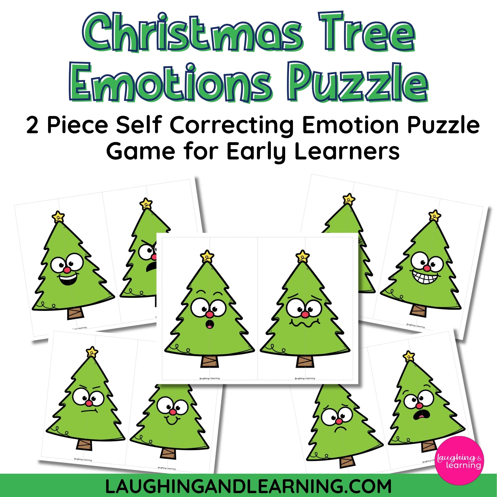 Christmas Tree Emotions Puzzle - 2 Piece Self Correcting Emotion Puzzl ...